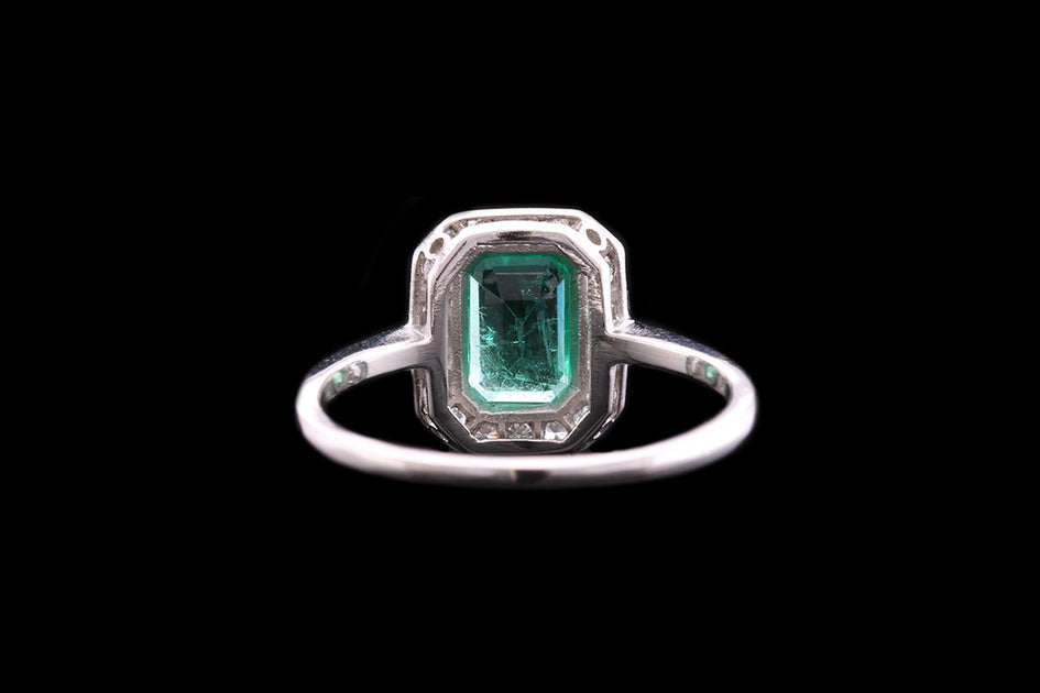 Platinum Diamond and Emerald Rectangular Dress Ring – Mortimers Jewellers